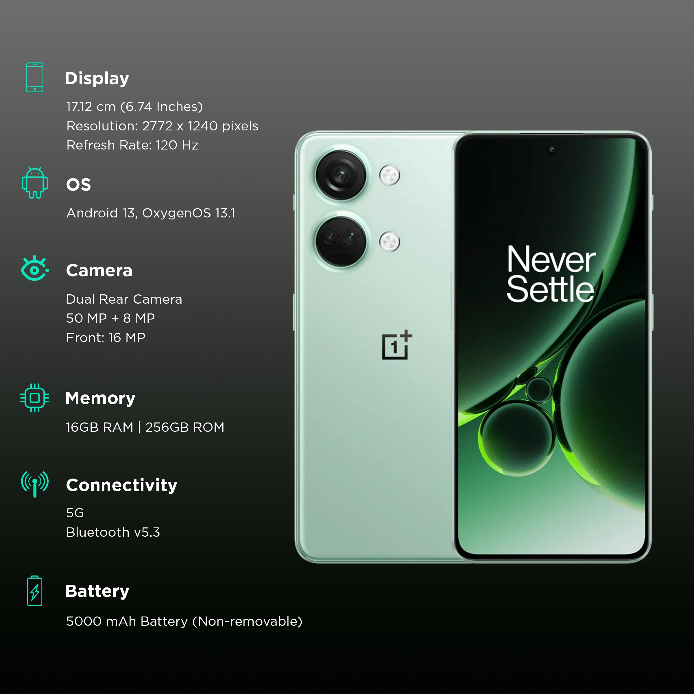 Buy OnePlus Nord 3 5G (16GB RAM, 256GB, Misty Green) Online - Croma Buy OnePlus Nord 3 5G (16GB RAM, 256GB, Misty Green) Online - Croma